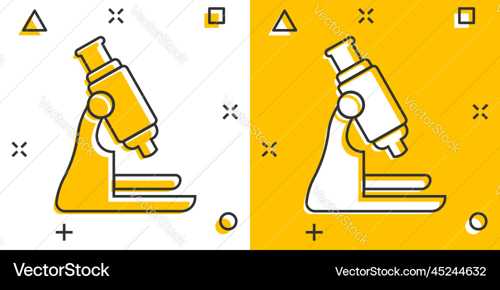 Microscope icon in comic style laboratory Vector Image