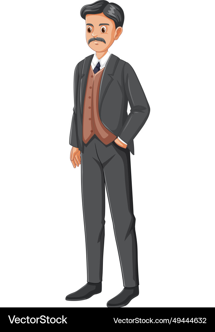 Middle-aged man in suit cartoon character Vector Image