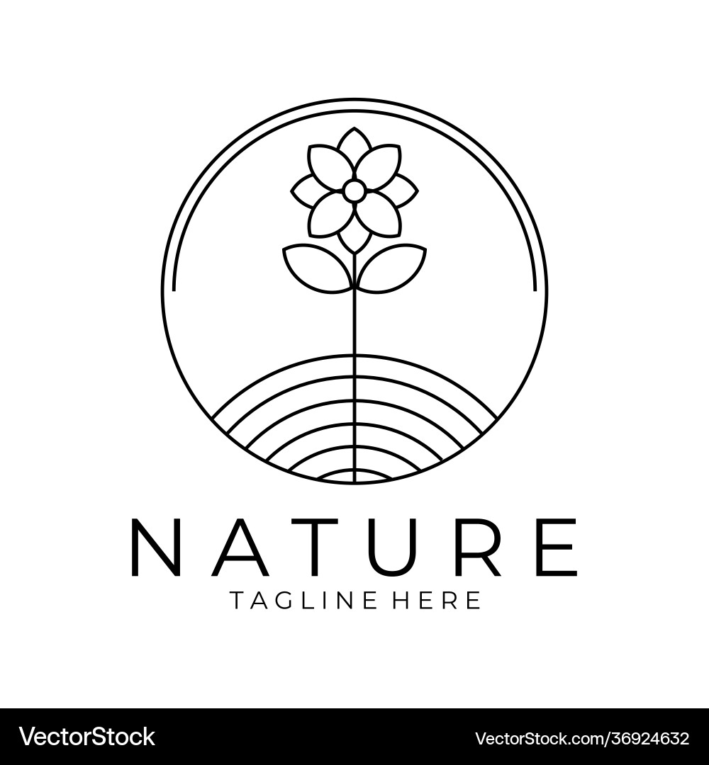 Nature logo design line art logo Royalty Free Vector Image