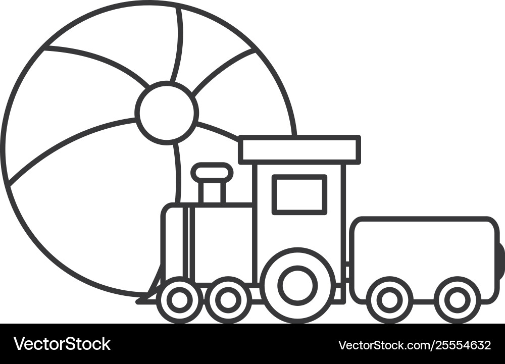 Plastic balloon with train toys Royalty Free Vector Image