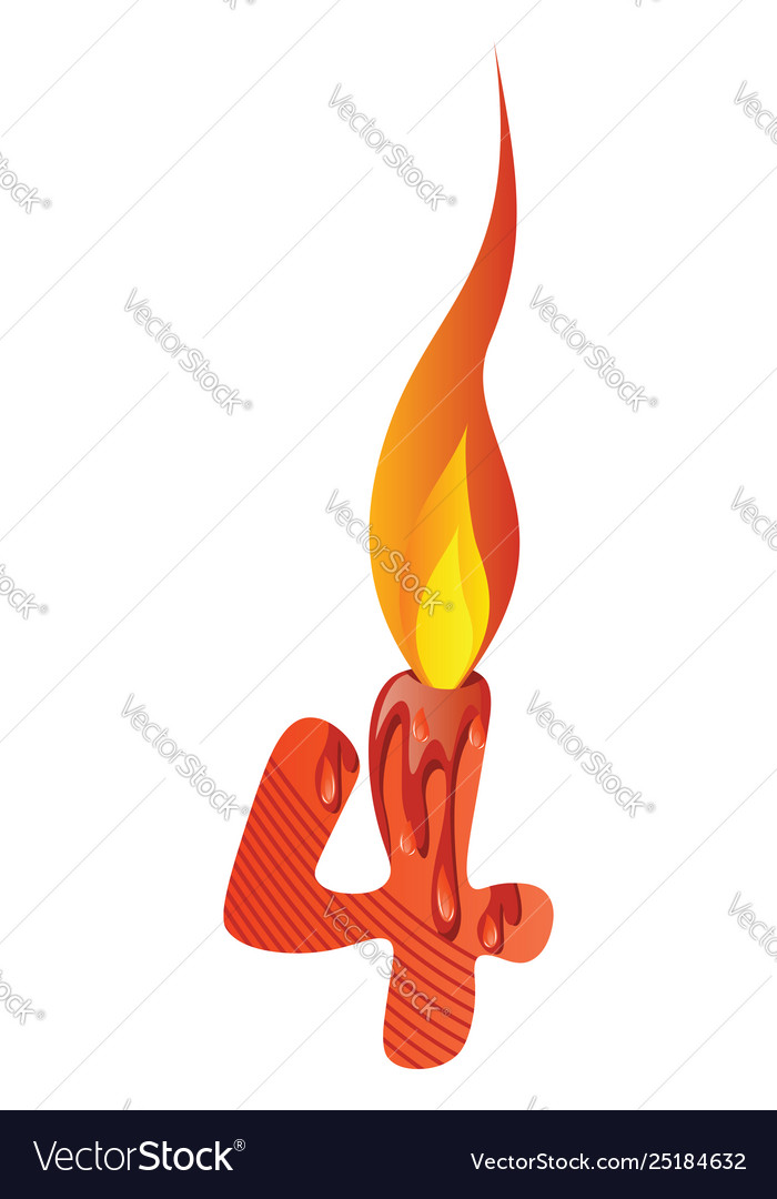 Red number four burning on white background Vector Image Red number four burning on white background Vector Image