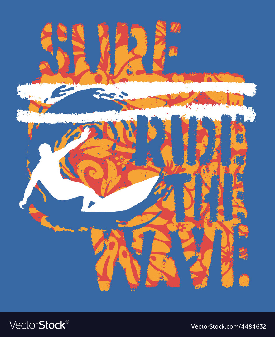 Ride wave surf Royalty Free Vector Image - VectorStock