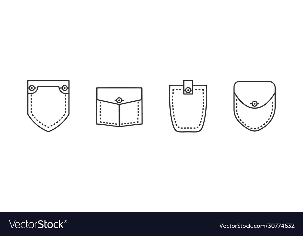 Set patch pockets Royalty Free Vector Image - VectorStock
