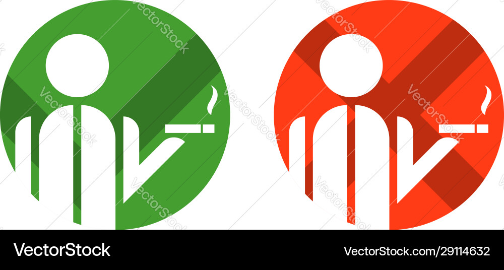 Two pictograms with smoking person Royalty Free Vector Image