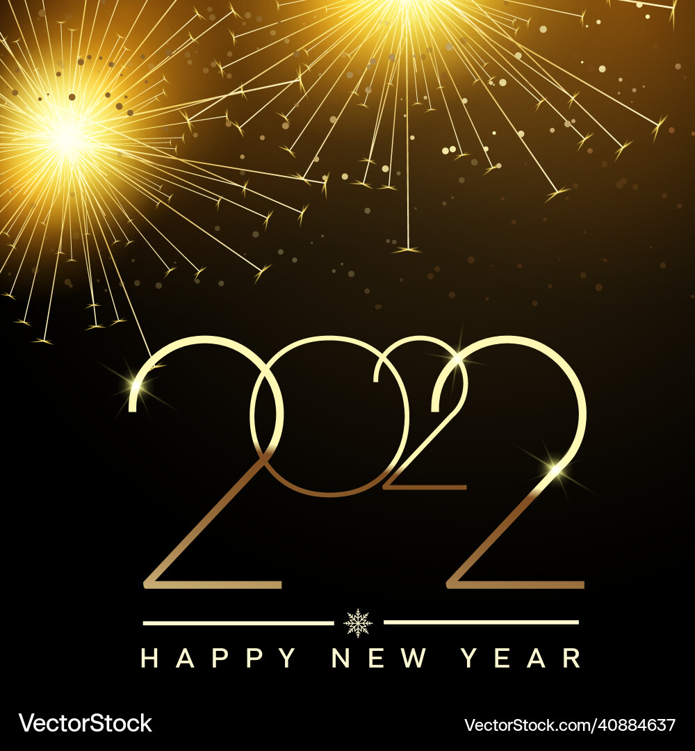 2022 happy new year with fireworks Royalty Free Vector Image