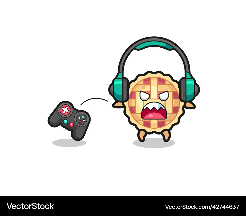 Apple pie gamer mascot is angry Royalty Free Vector Image