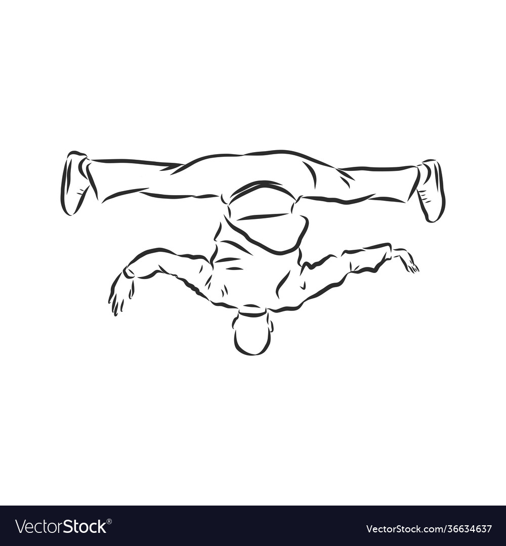 Break dancer-continuous line drawing dance Vector Image