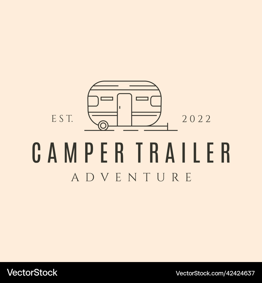 Camper trailer line art logo symbol design Vector Image