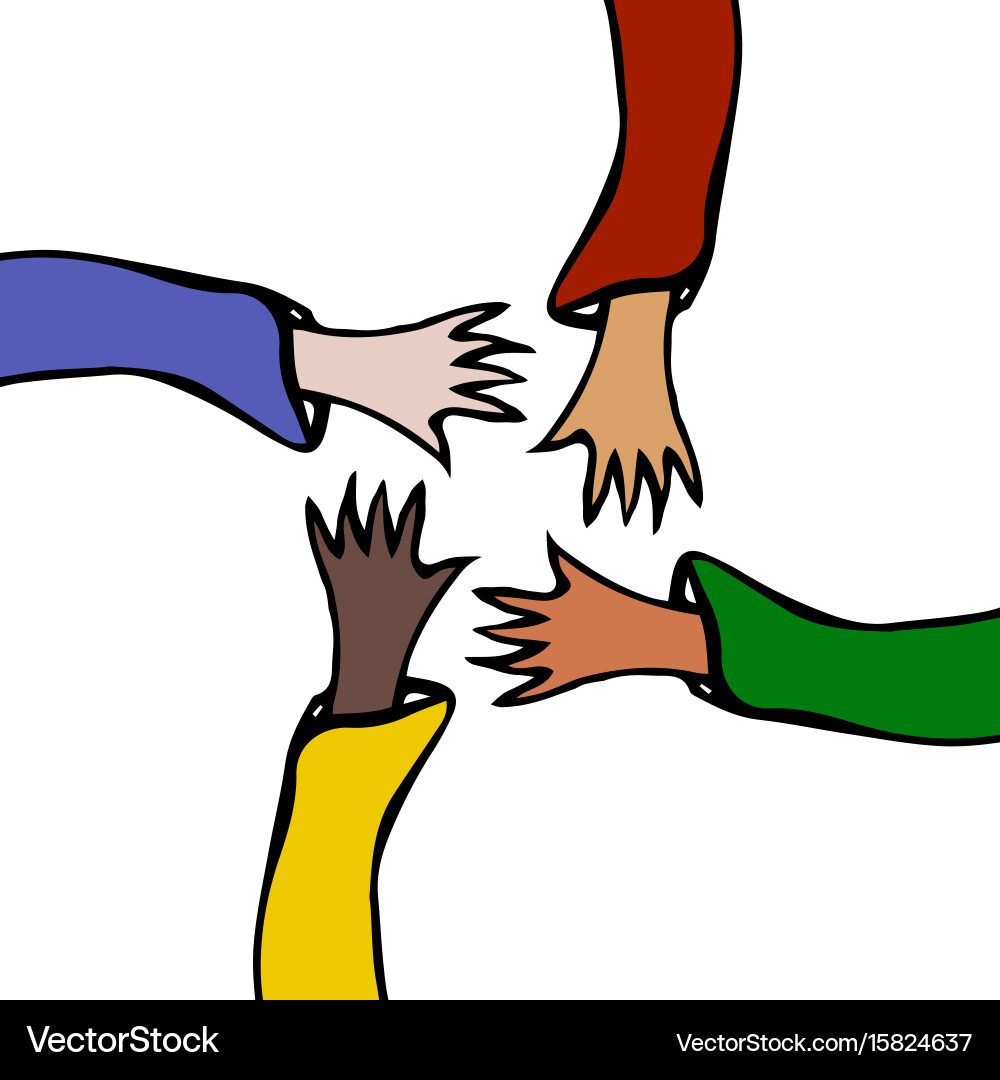Cartoon hands stretch towards each other arms Vector Image