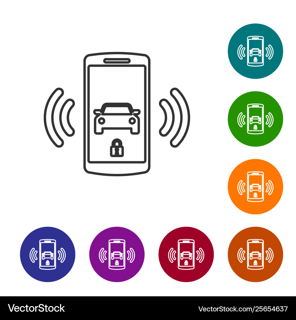 Grey smart car alarm system line icon isolated Vector Image