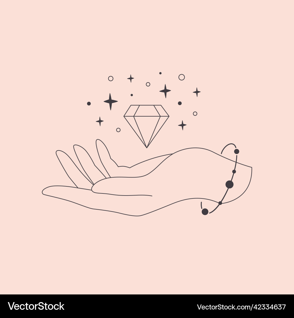 Hand with celestial mystical symbols mystical Vector Image
