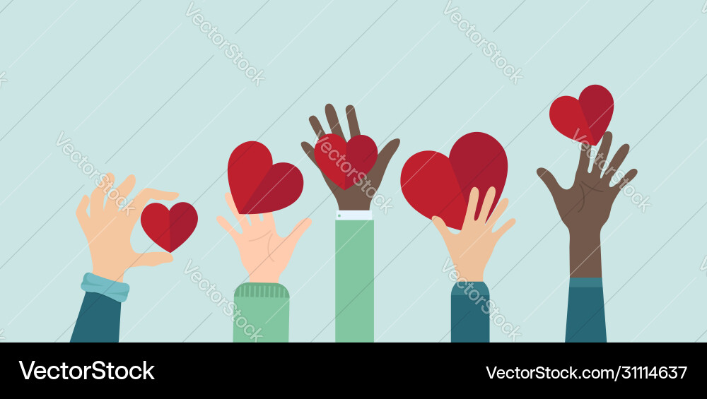 Hands concept charity and donation Royalty Free Vector Image