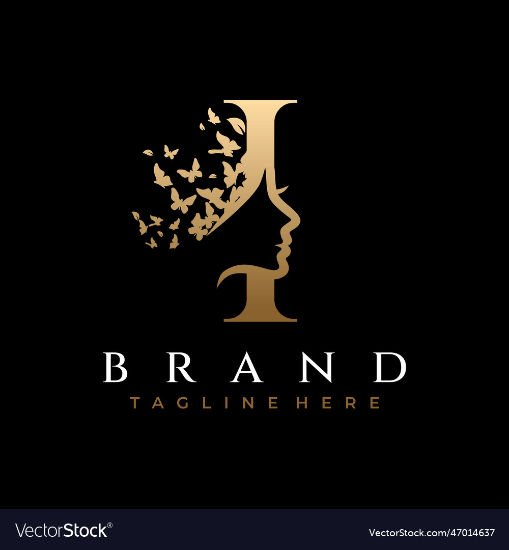 Letter i beauty butterfly crown logo design Vector Image