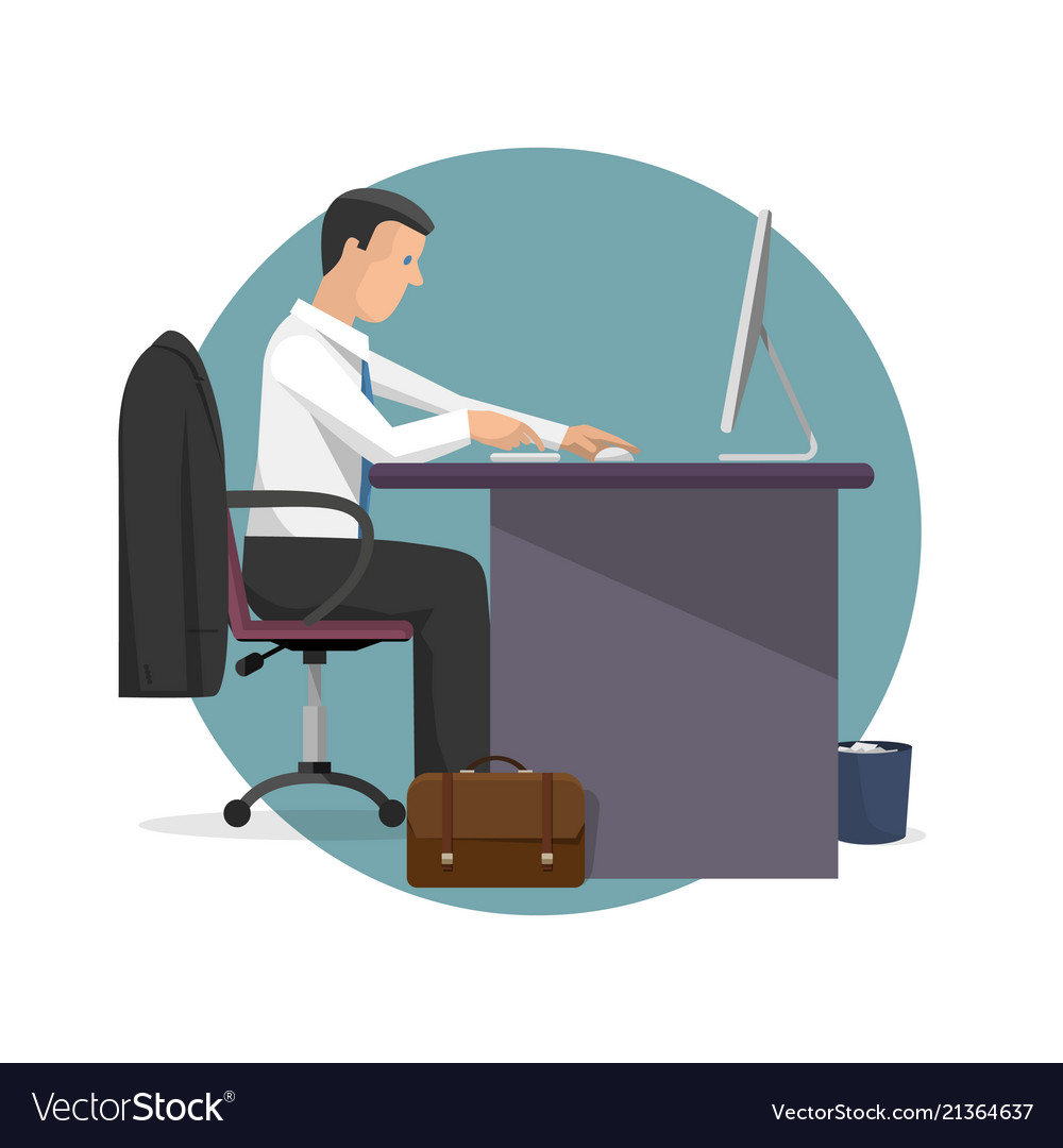 Manager working on computer Royalty Free Vector Image