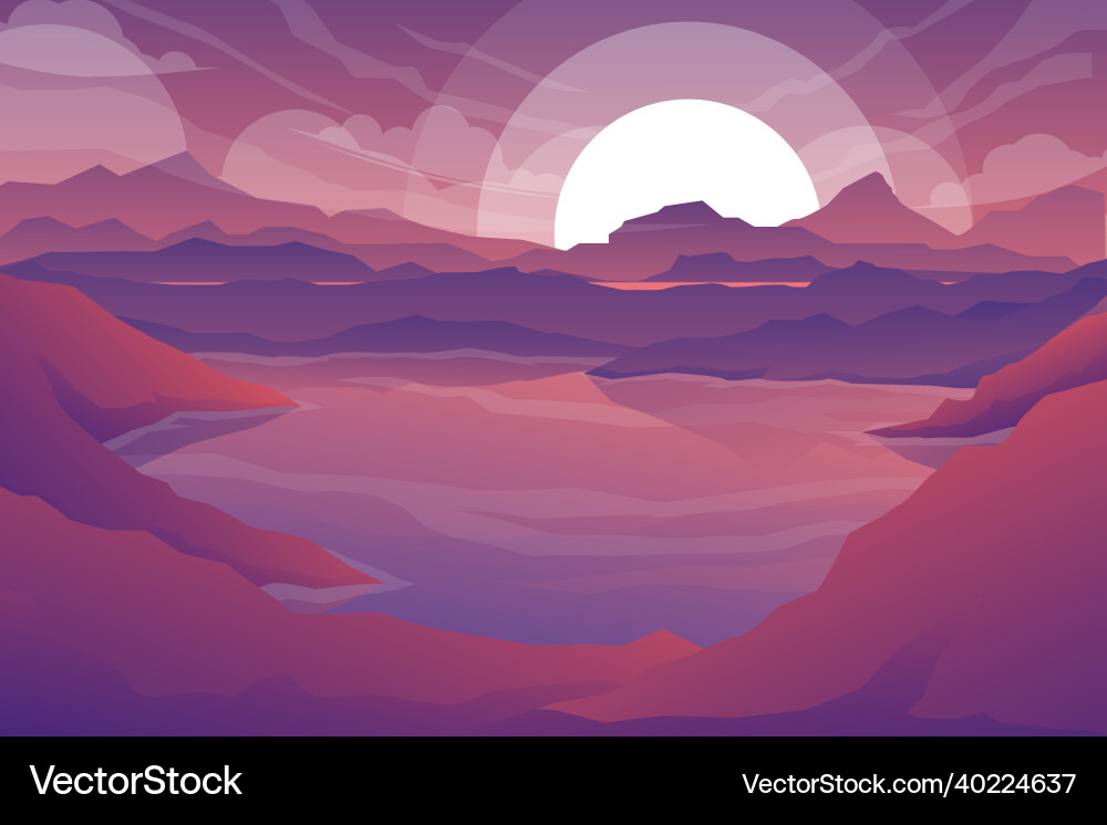 Nature scene in forest and valley with twilight Vector Image
