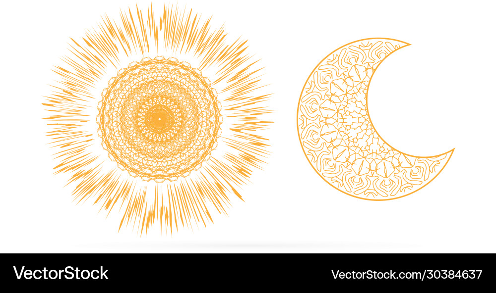 Outline sun and moon icon isolated on white Vector Image