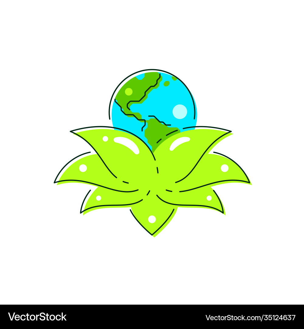 Planet earth inside lotus flower petals Royalty Free Vector