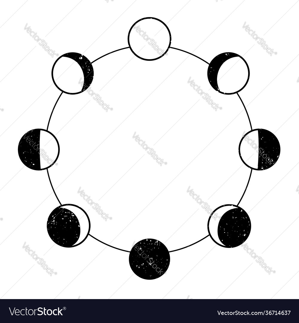 Round composition different phases moon Royalty Free Vector