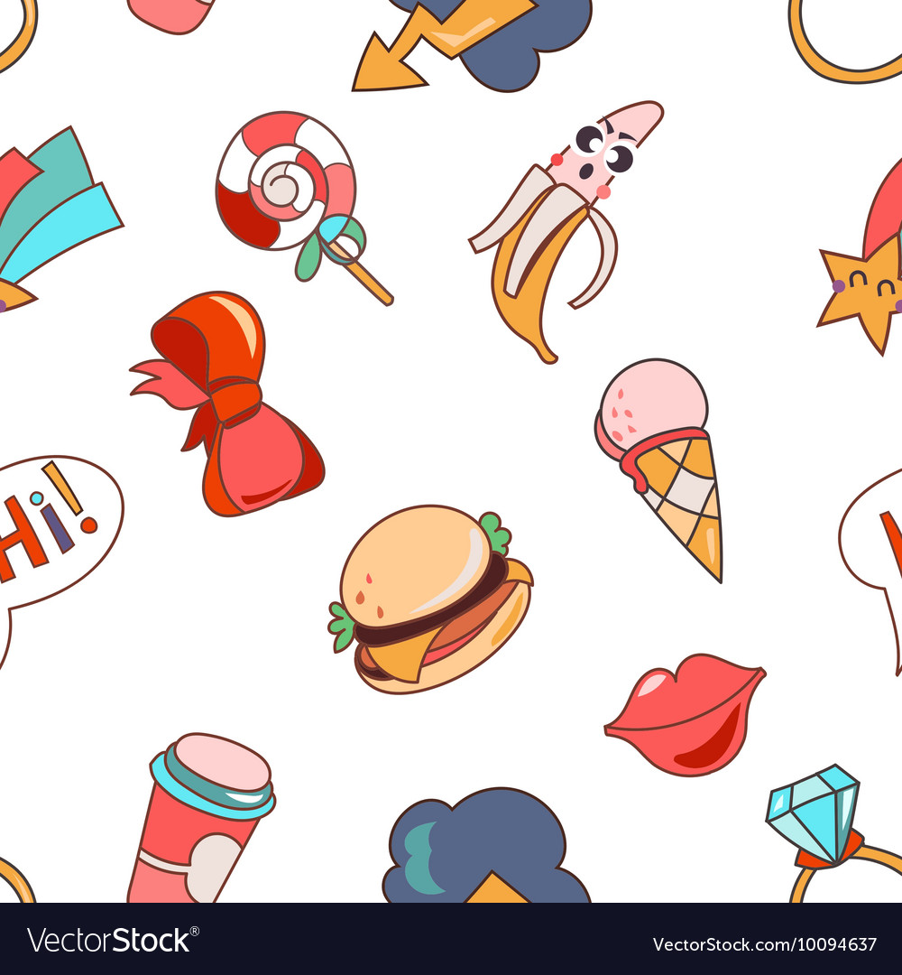 Seamless pattern cartoon patch badges Royalty Free Vector