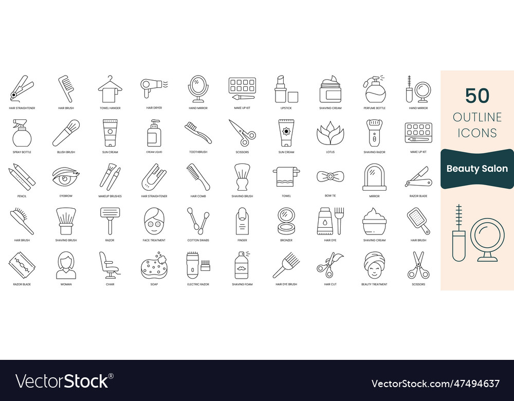 Set of beauty salon icons thin outline icons pack Vector Image