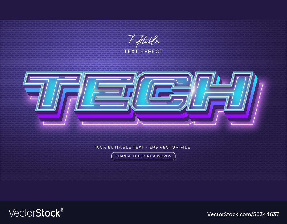 Tech editable text effect style premium Royalty Free Vector
