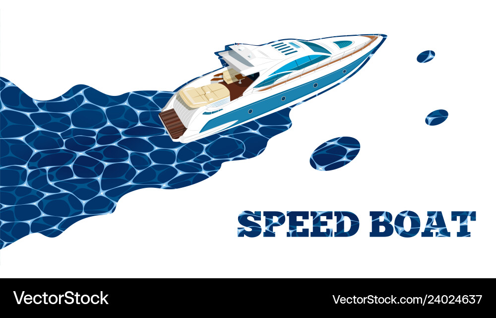 Top view speed boat on water poster Royalty Free Vector
