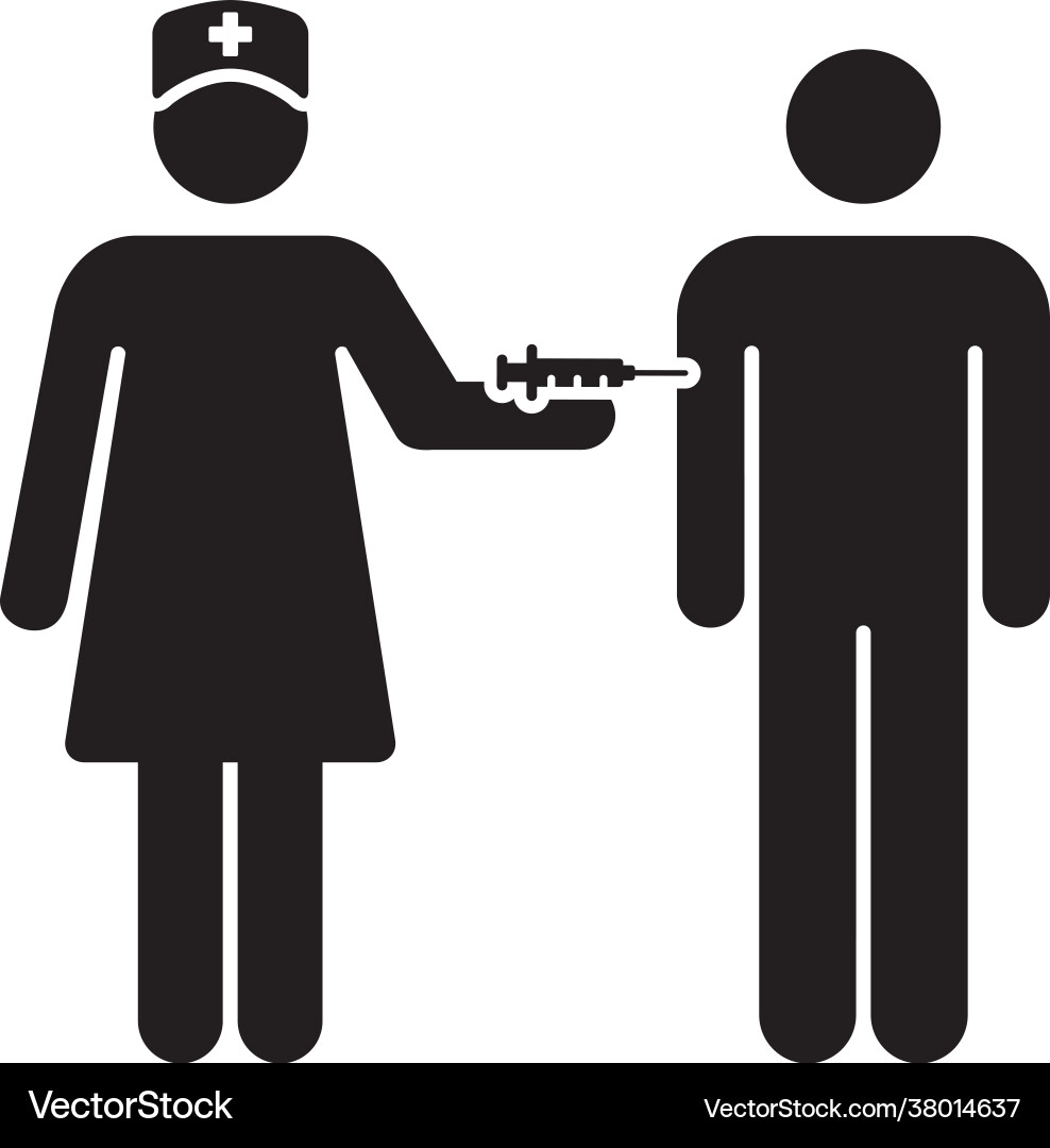 Vaccination icon with vaccine injection syringe Vector Image