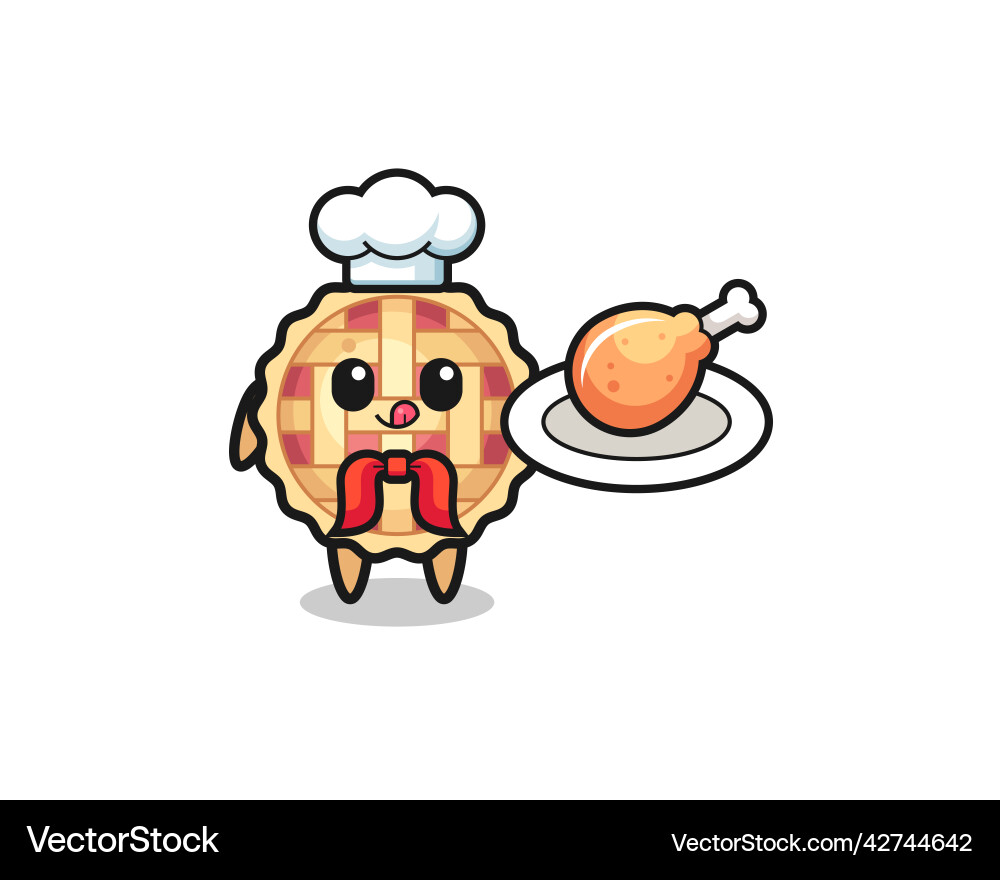 Apple pie fried chicken chef cartoon character Vector Image