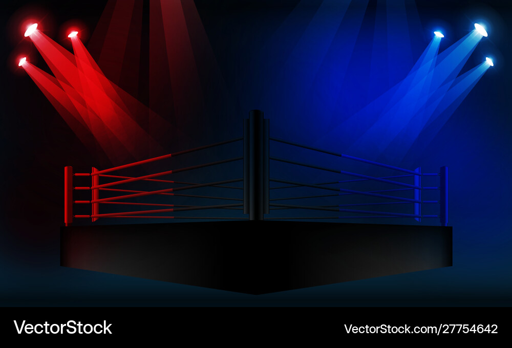 Boxing ring arena and spotlight floodlights Vector Image