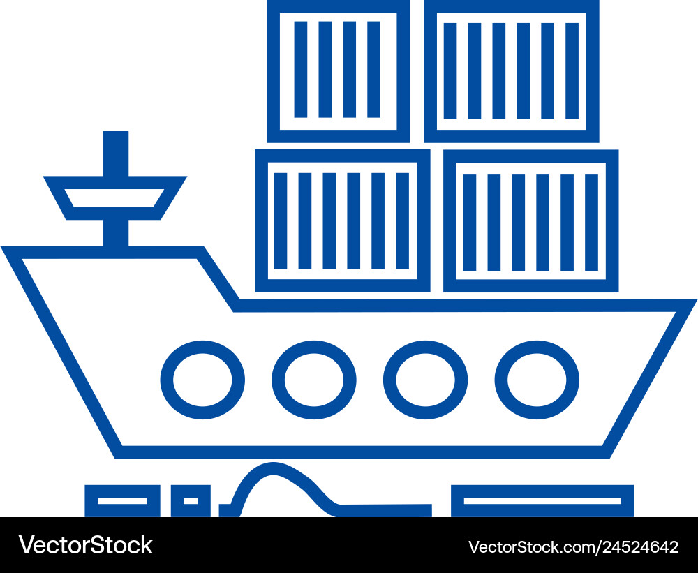 Cargo delivery by sea ship line icon concept Vector Image