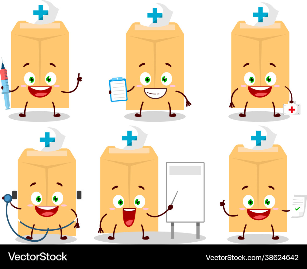Doctor profession emoticon with brown envelope Vector Image