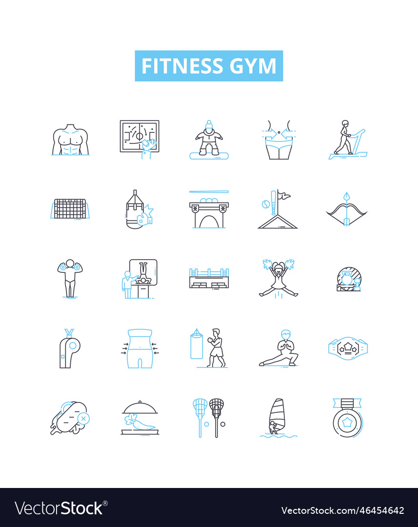 Fitness gym line icons set gym Royalty Free Vector Image