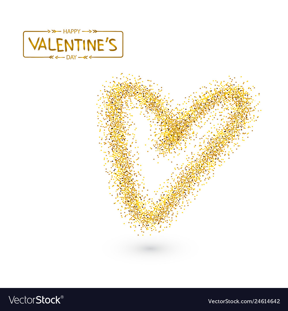 Golden sparkling heart - valentines day concept Vector Image