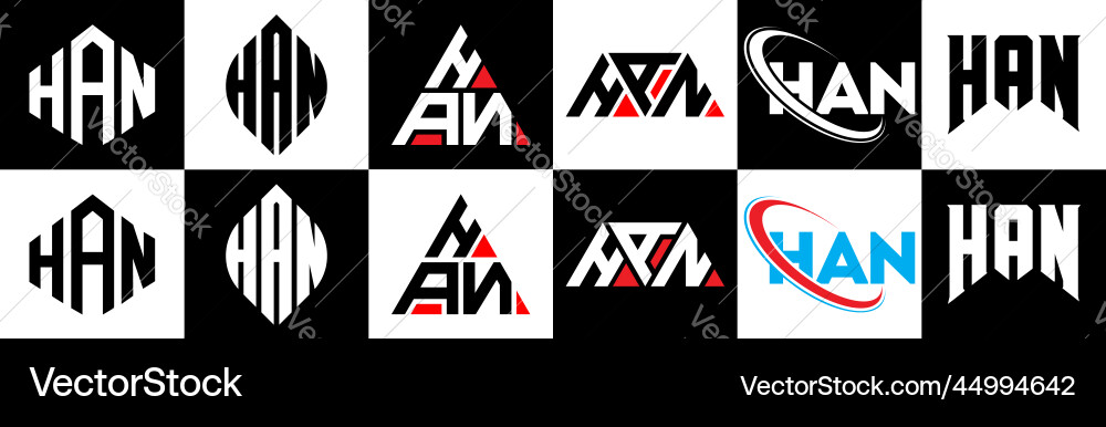 Han letter logo design in six style polygon Vector Image