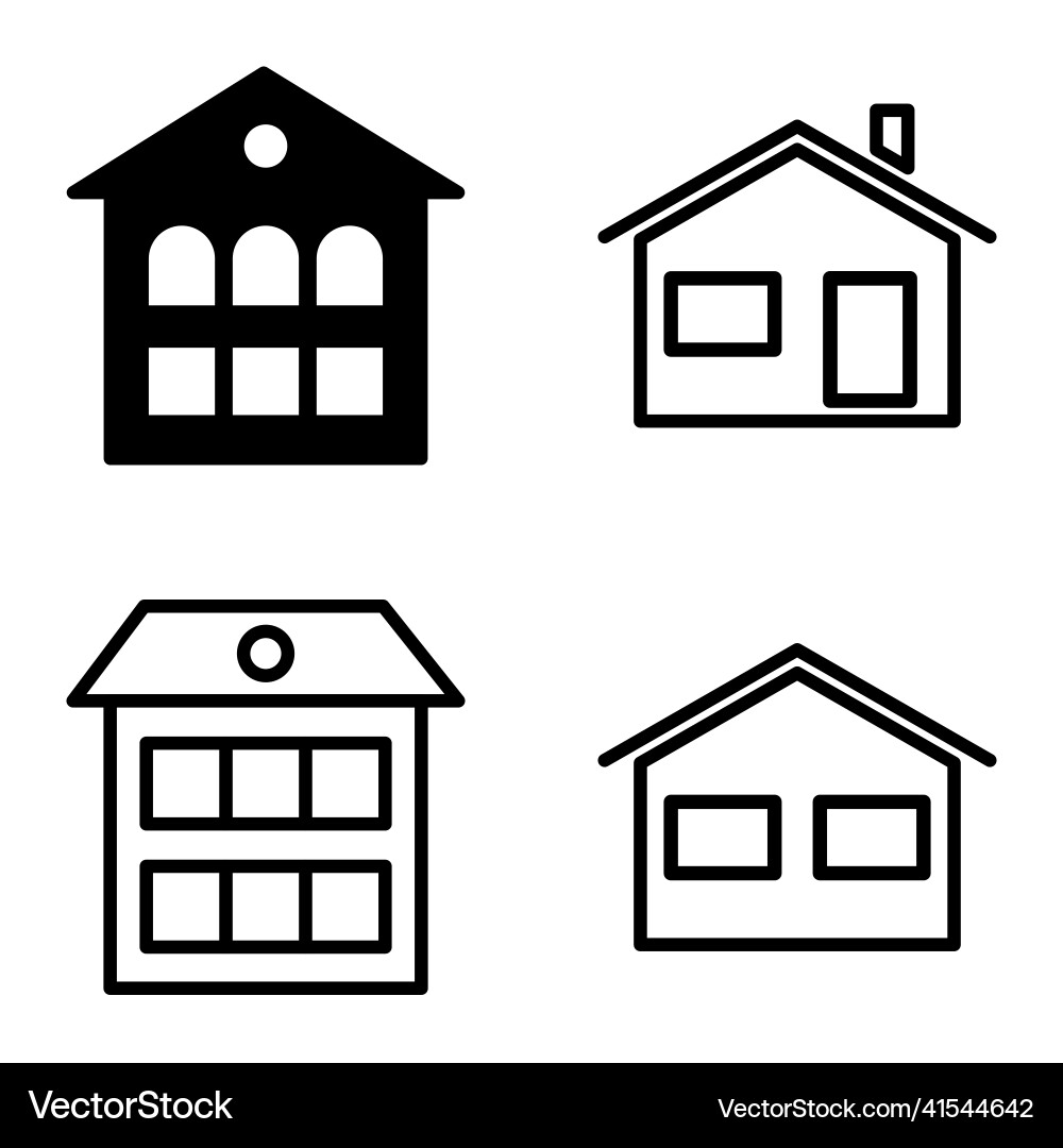 Houses flat icon set isolated on white background Vector Image