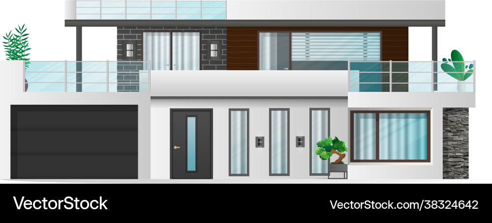 Modern two-storey house cottage town Royalty Free Vector