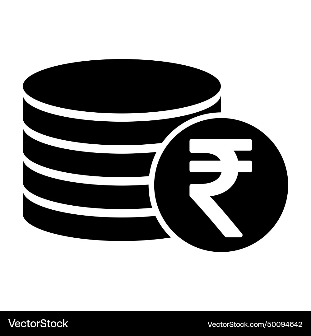 Rupee stack coin flat icon money design cash sign Vector Image