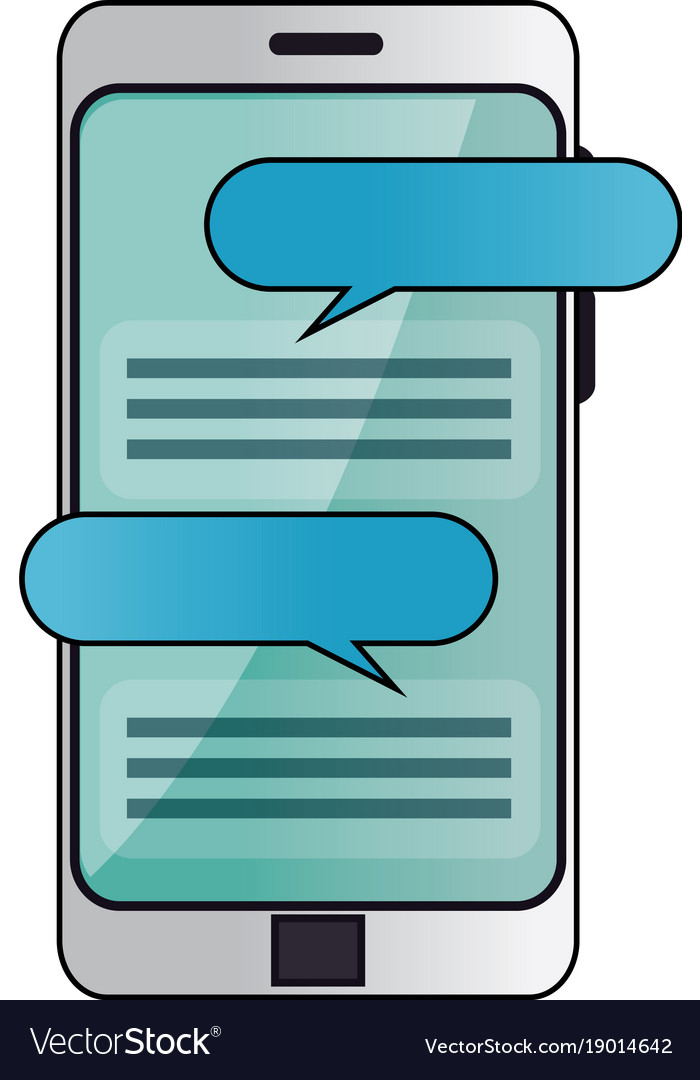 Smartphone device with speech bubbles Royalty Free Vector