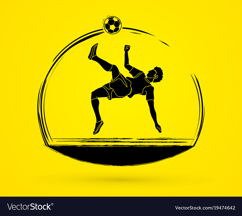 Soccer player somersault kick overhead Royalty Free Vector