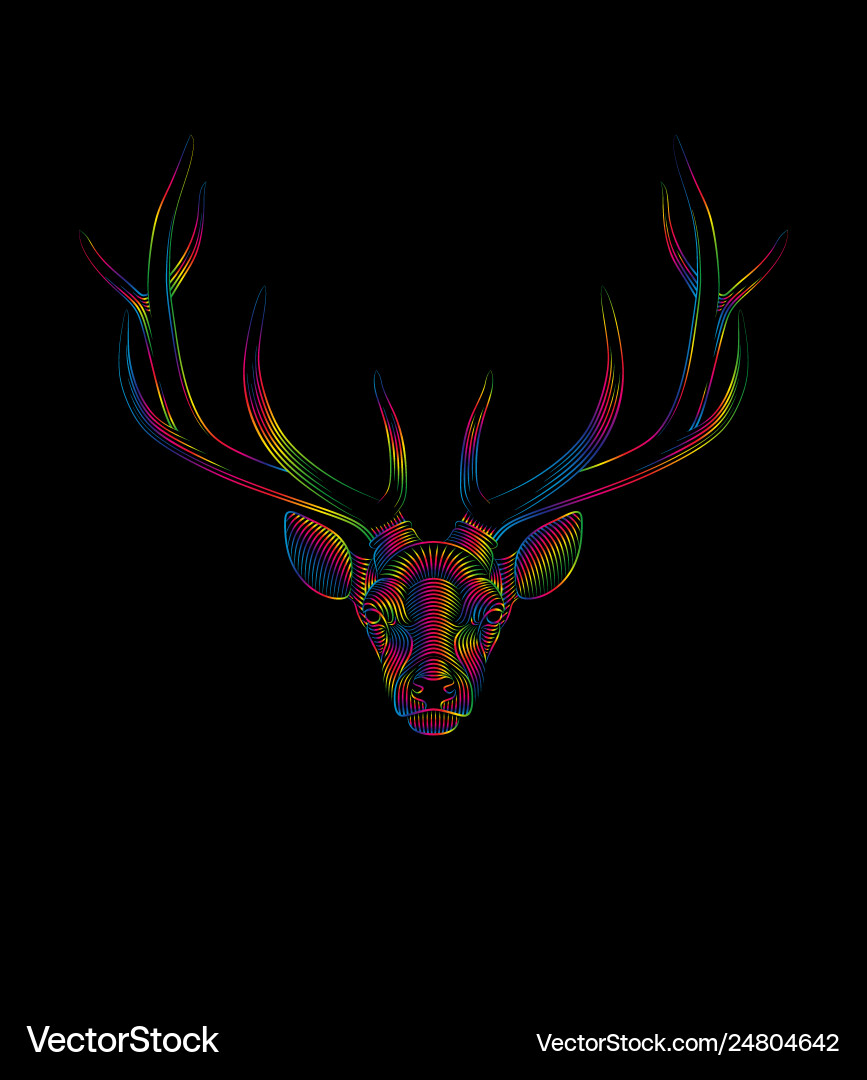 Stylized deer in spectrum colors on black Vector Image