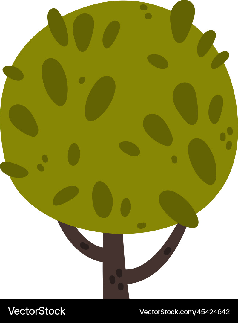 Tree with trunk and lush green crown growing Vector Image