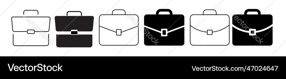 Briefcase icon set simple job bag outlined symbol Vector Image