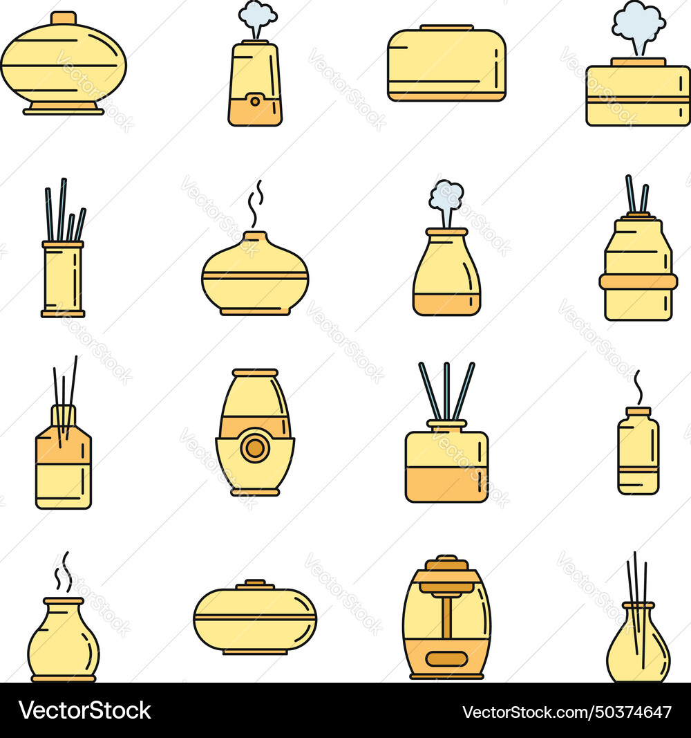 Diffuser freshener icons set color line Royalty Free Vector