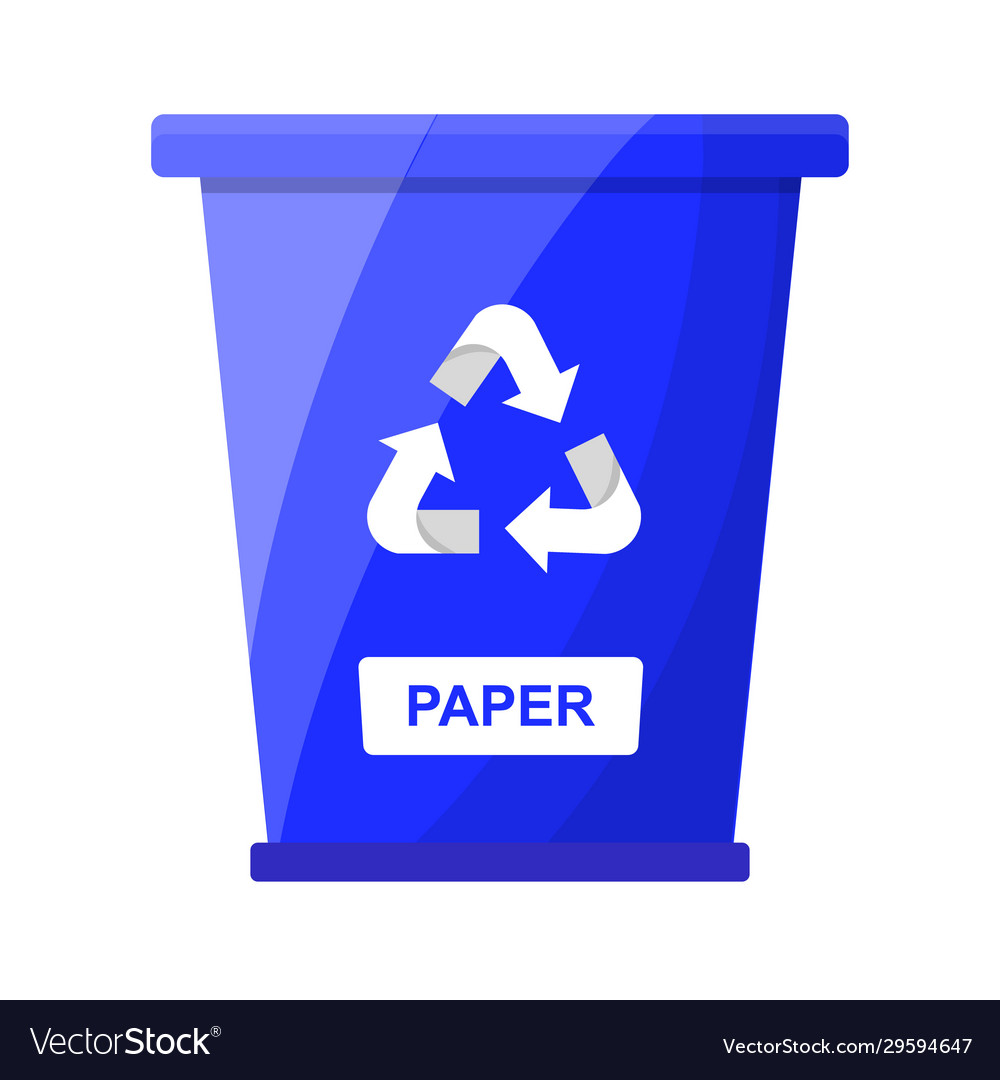 Garbage Waste Sorting Paper Recycle Bin Blue Vector Image