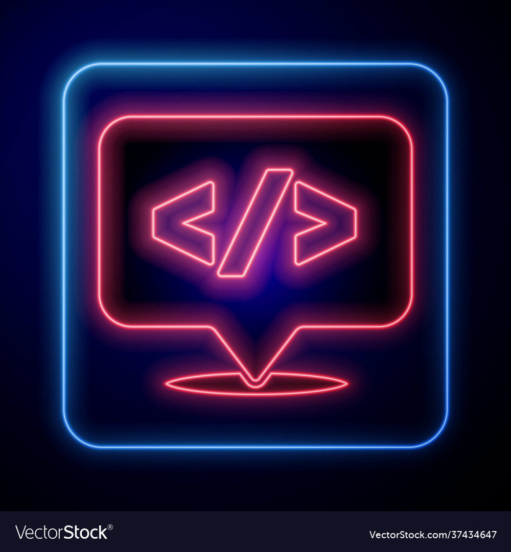 Glowing neon web design and front end development Vector Image