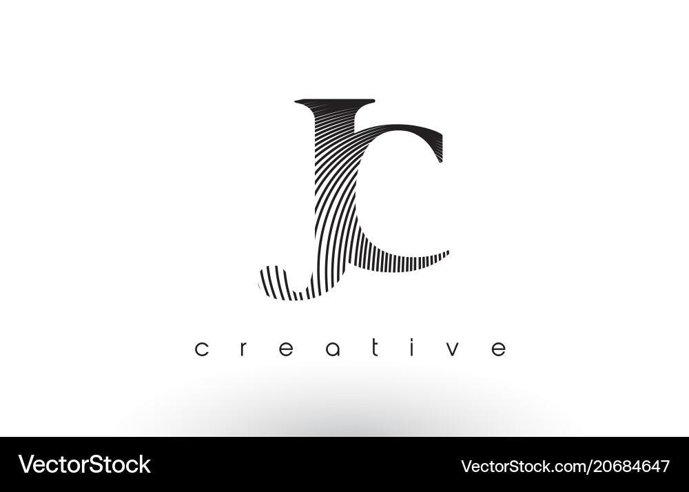 Jc logo design with multiple lines and black and Vector Image