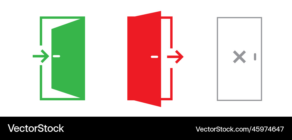 Open and close door line icon set login logout Vector Image
