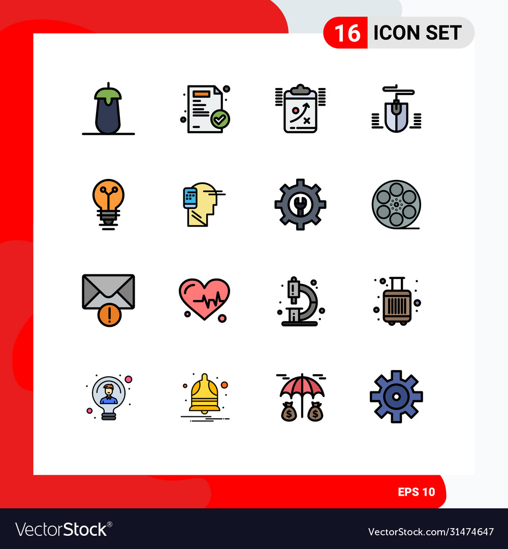 Pictogram Set 16 Simple Flat Color Filled Vector Image