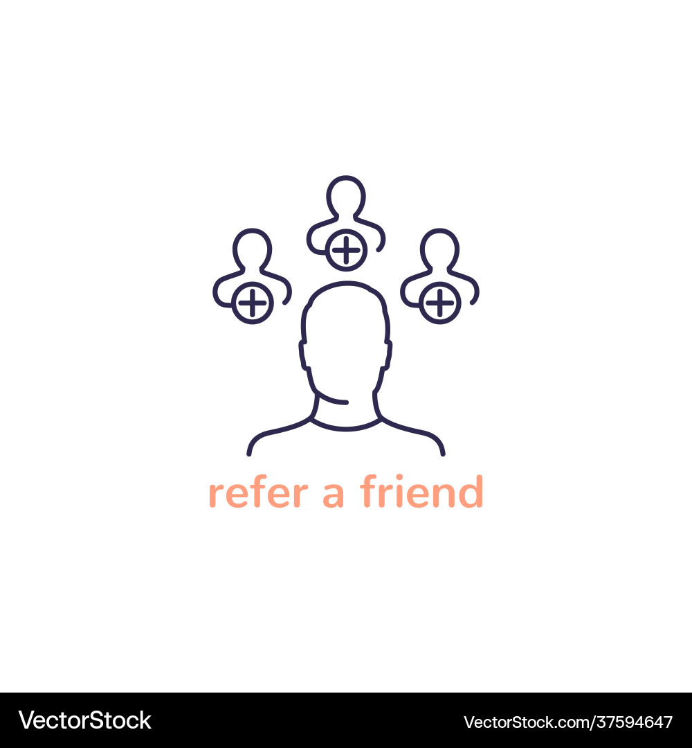 Refer a friend icon line design Royalty Free Vector Image