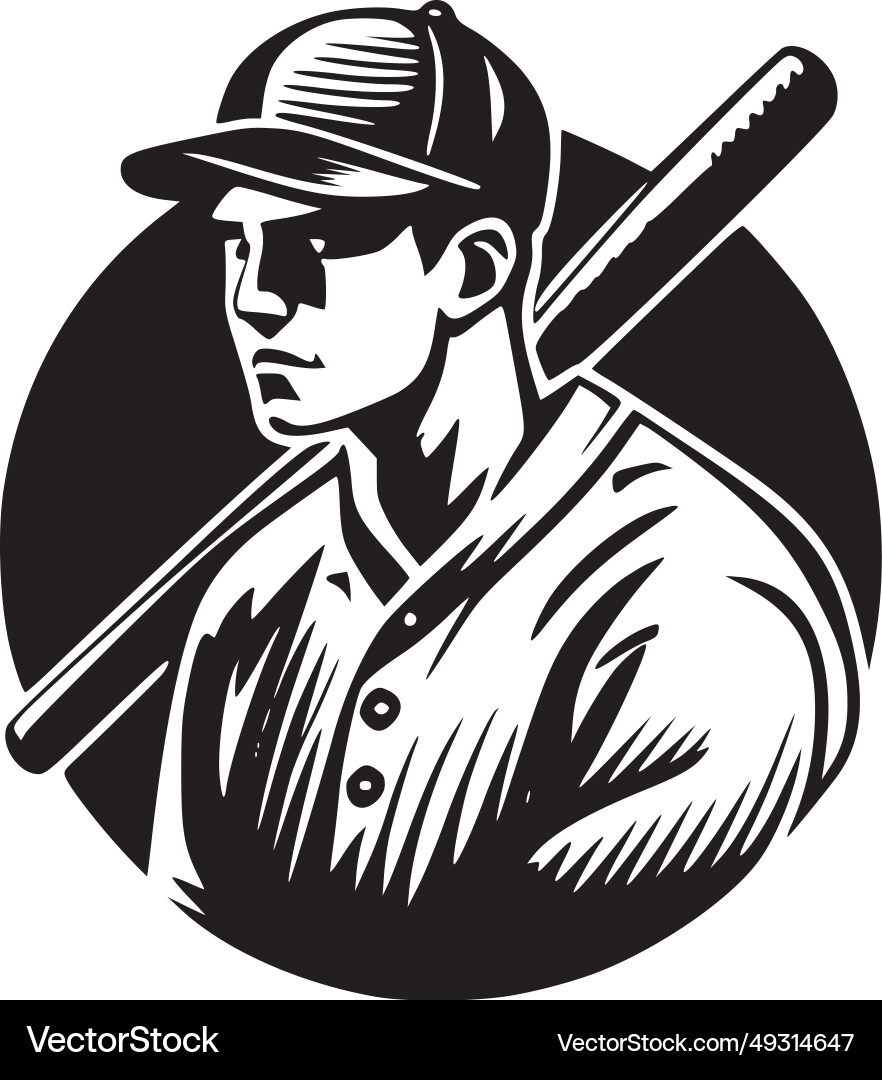 Retro baseball - minimalist and simple silhouette Vector Image
